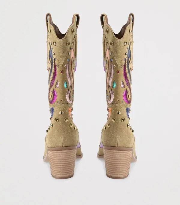 Kurt Geiger Suede Kensington Cowboy Boots - Beige