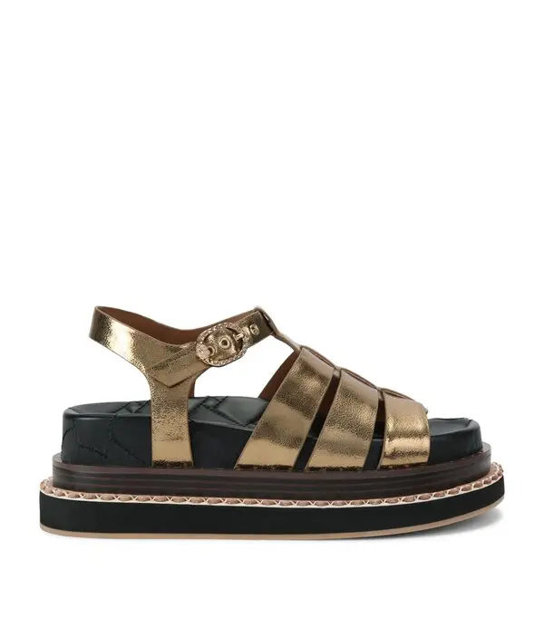 Kurt Geiger Metallic Leather Orson Sandals - Brown
