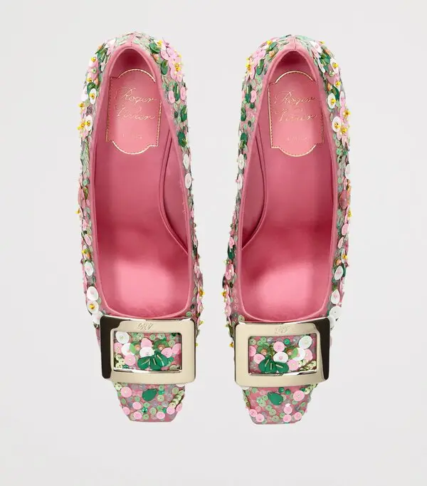 ROGER VIVIER Sequinned Belle Vivier Pumps - Pink