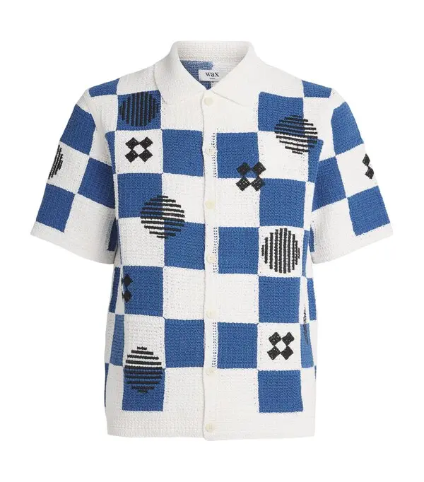 WAX LONDON Cotton Crochet Porto Shirt - Blue