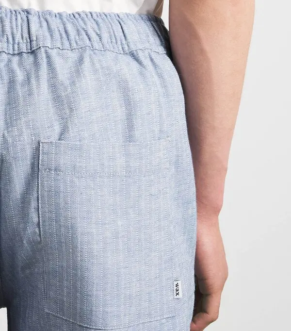 WAX LONDON Kurt Cotton-linen Herringbone Shorts