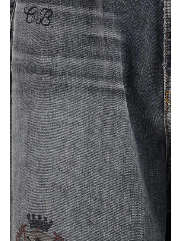 Balenciaga Tattoo Baggy Cotton Denim Pants - Gray