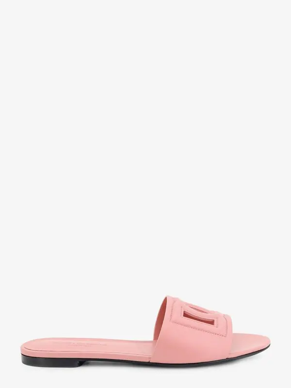 Dolce & Gabbana Leather Slides With Dg Logo - Multicolor
