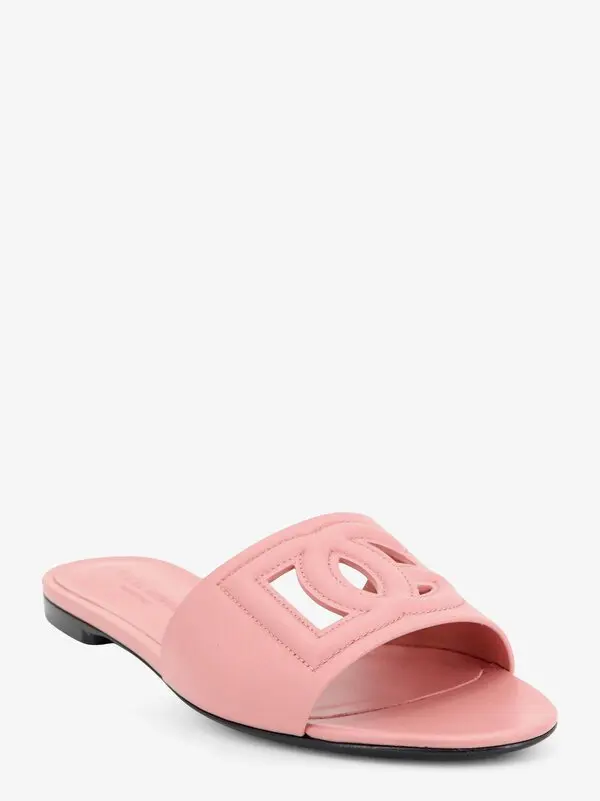 Dolce & Gabbana Leather Slides With Dg Logo - Multicolor