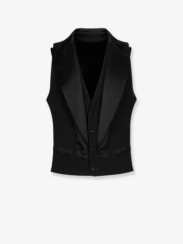 Dolce & Gabbana Single-breasted Peak Lapel Gabardine Vest