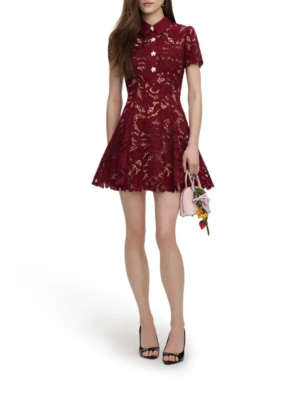 SELF-PORTRAIT Lace Mini Dress With Jewel Buttons