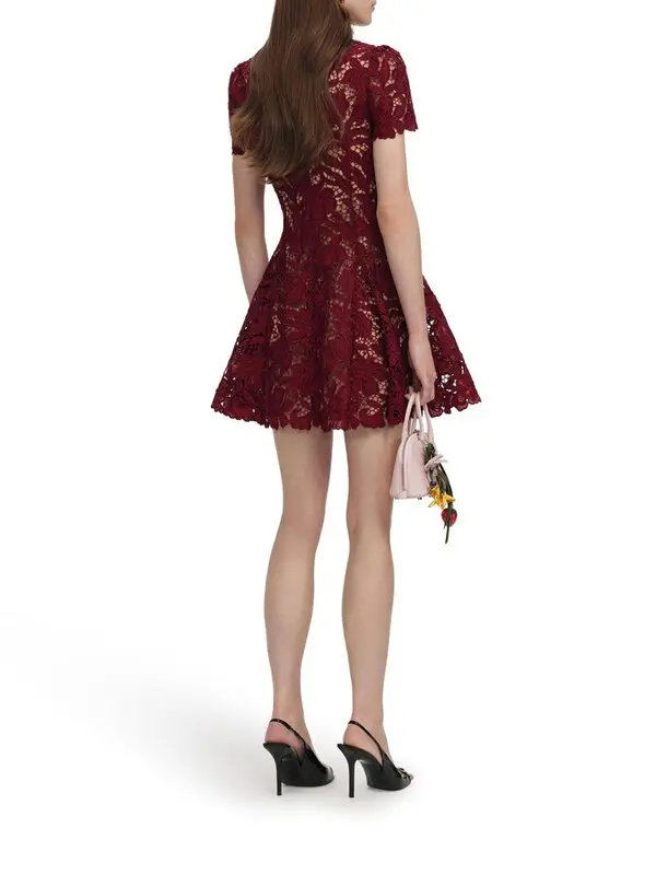 SELF-PORTRAIT Lace Mini Dress With Jewel Buttons