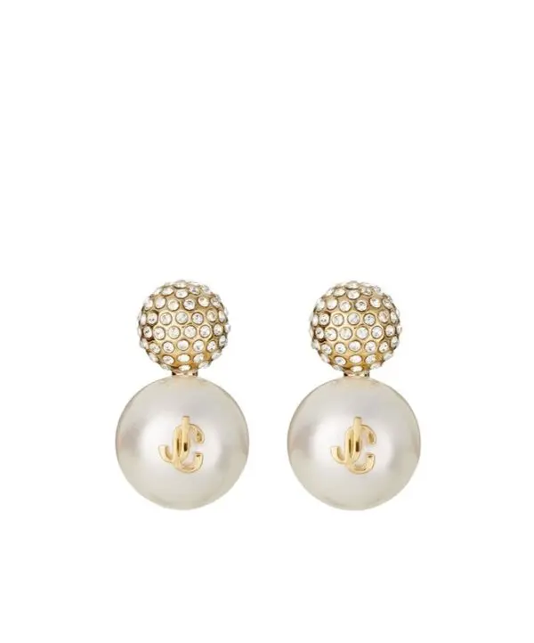 JIMMY CHOO Aurie Embellished Pearl And Crystal Earrings - Yellow