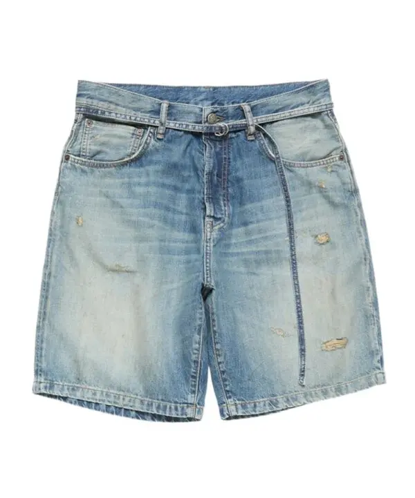 Acne Studios Distressed Denim Shorts With D-ring Belt