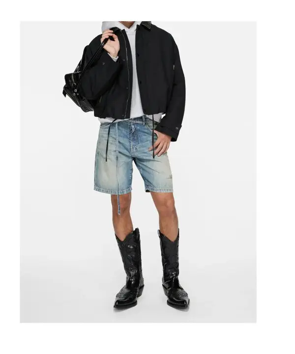 Acne Studios Distressed Denim Shorts With D-ring Belt