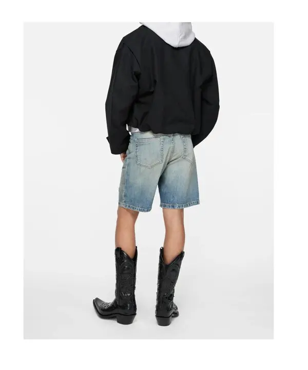 Acne Studios Distressed Denim Shorts With D-ring Belt
