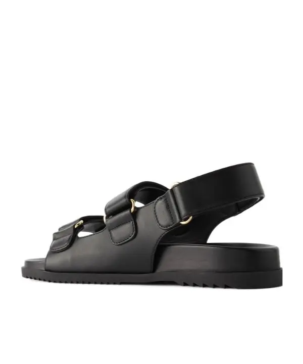 Gucci Double G Sandals With Gold Hardware - Black
