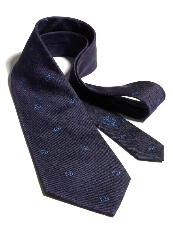 Gucci Gg Jacquard Neck Tie - Blue