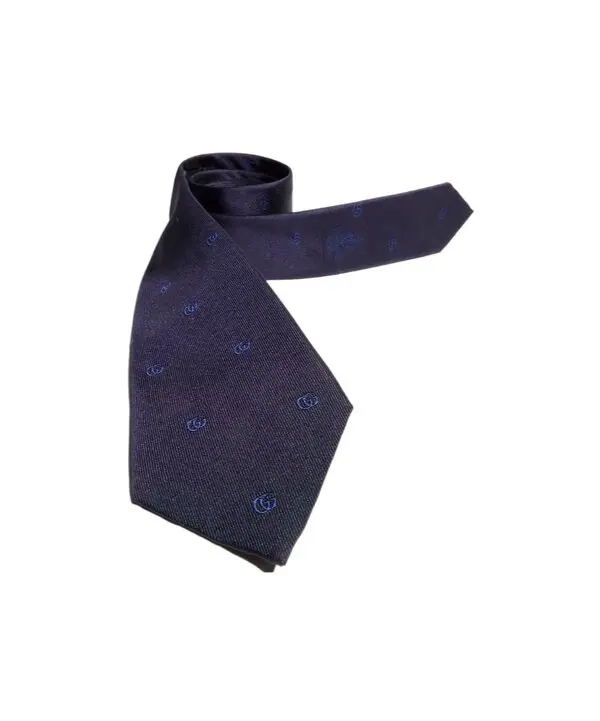 Gucci Gg Jacquard Tie - Blue