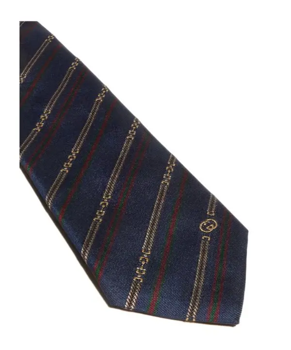 Gucci Silk Jacquard Tie With Interlocking G Horsebit Motif - Blue