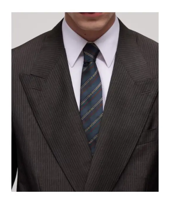 Gucci Silk Jacquard Tie With Interlocking G Horsebit Motif - Blue
