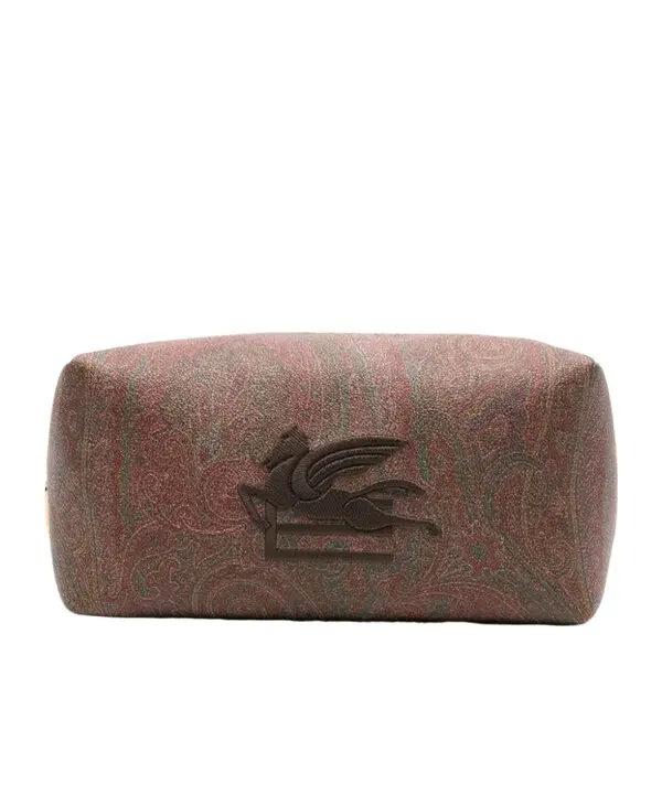 Etro Logo Embroidered Paisley Pouch - Brown