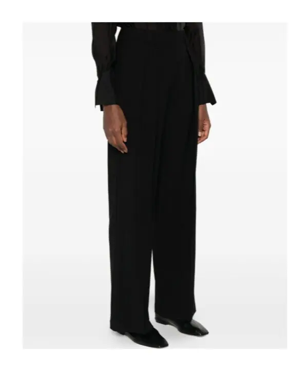 FORTE_FORTE Straight-leg Pleated Trousers - Black