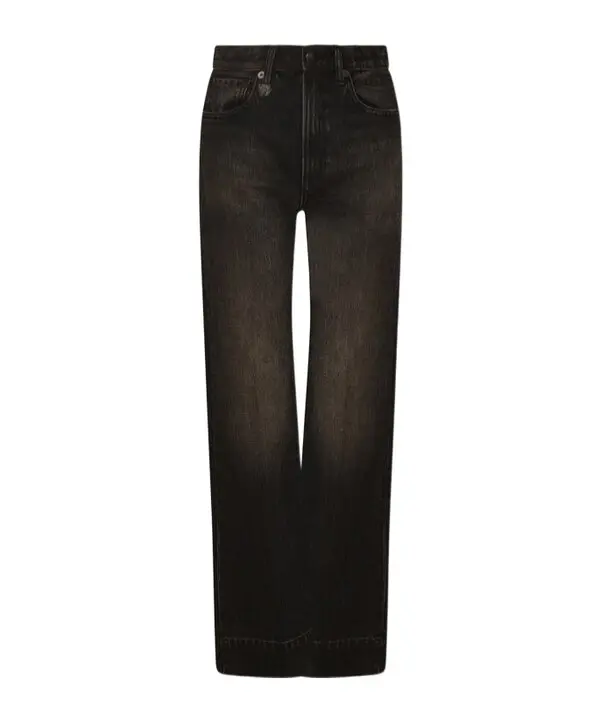 R13 Straight-leg Faded Effect Jeans - Black