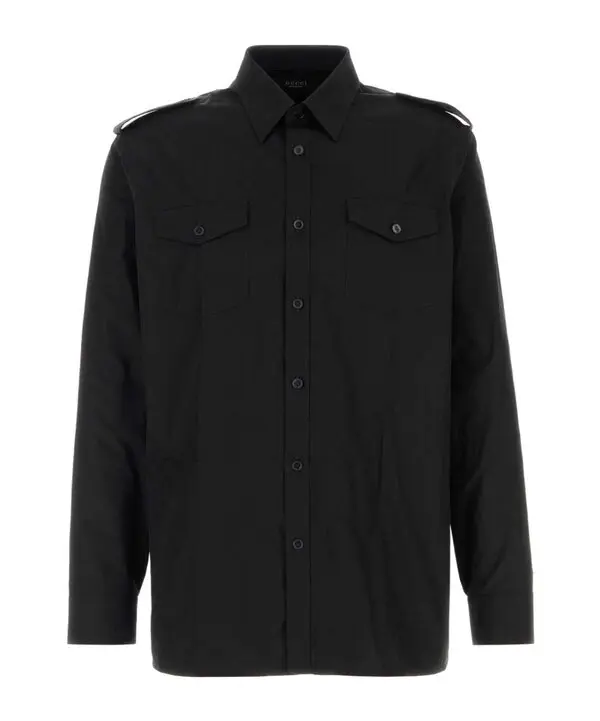 Gucci Collared Long-sleeve Shirt - Black