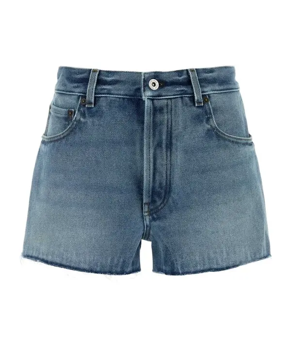 Miu Miu Raw Hem Denim Shorts - Blue
