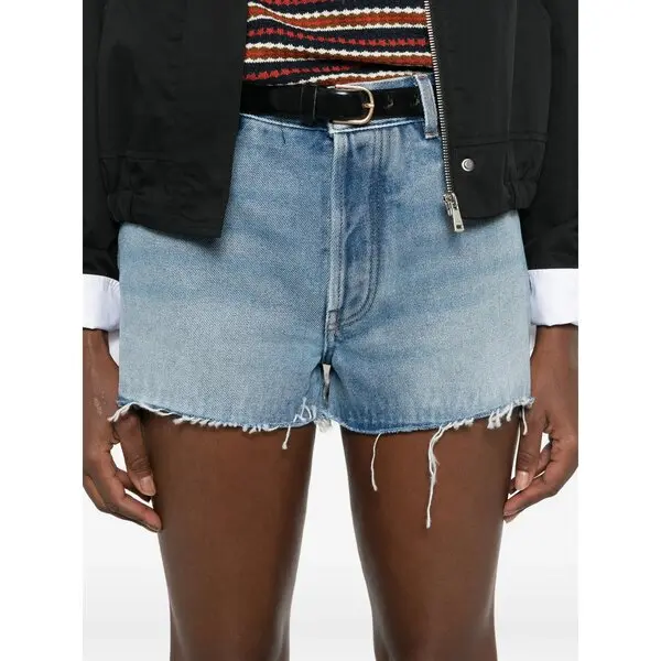 Miu Miu Raw Hem Denim Shorts - Blue