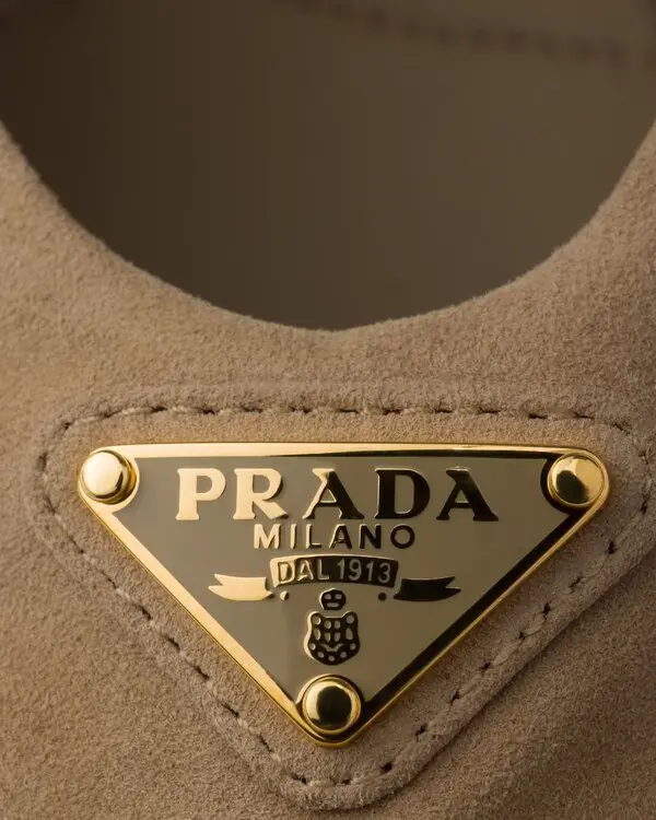 Prada Suede Ballerinas With Logo Detail