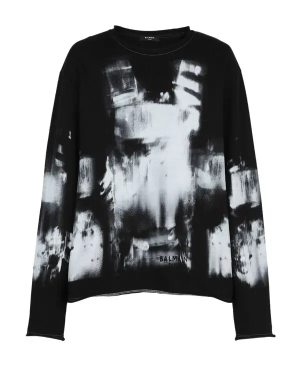 Balmain Printed Crewneck Sweatshirt - Black