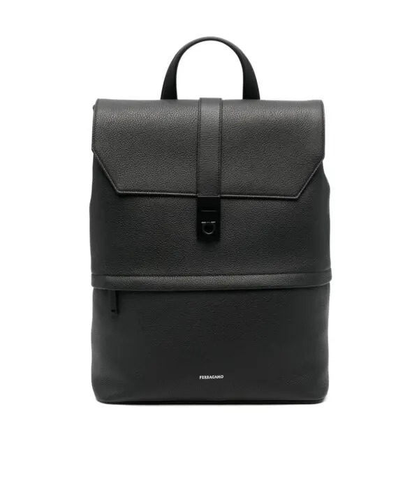 FERRAGAMO Gancini Buckle Backpack - Black
