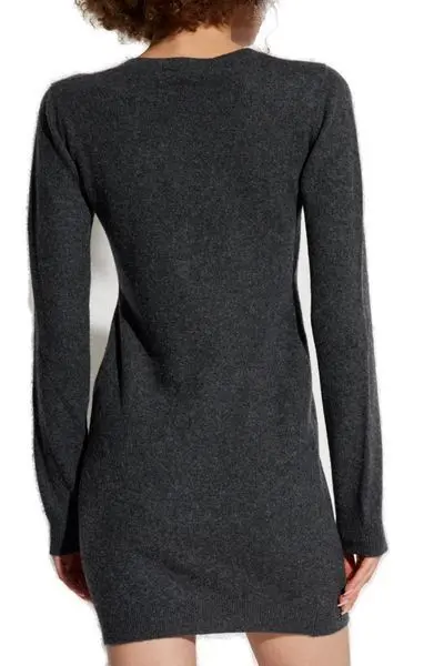 Dsquared2 Long-sleeved Knitted Dress With Button Detail