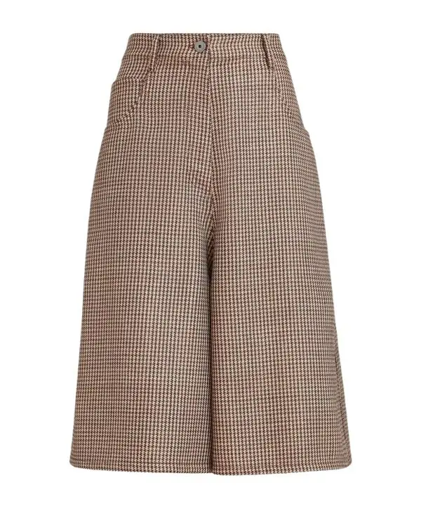 Brunello Cucinelli Sparkling Virgin Wool Houndstooth Long Bermuda Shorts With Monili