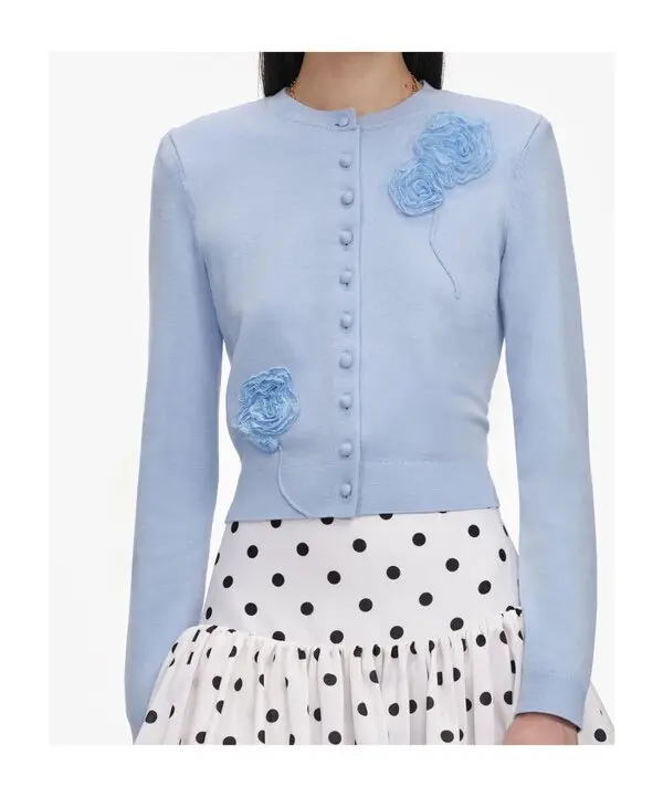 SELF-PORTRAIT Floral Motif Knit Cardigan