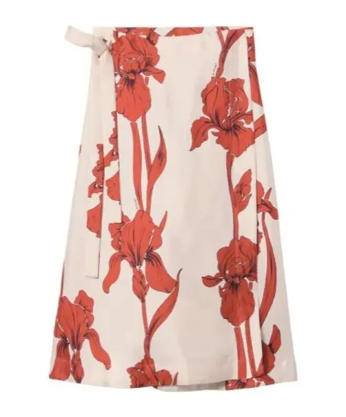 La DoubleJ Floral Print Midi Skirt - Red