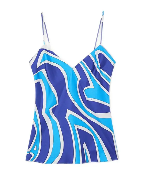 Emilio Pucci Labirinto" Print Silk Camisole - Turquoise And Blue