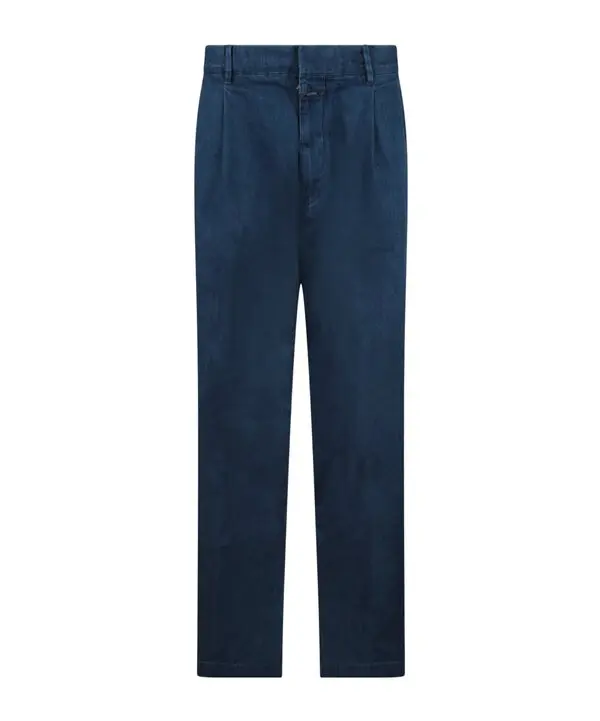 Closed Cotton Wide-leg Trousers With Logo Detail