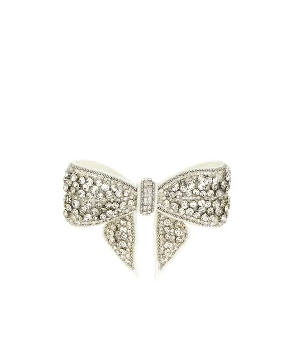 SELF-PORTRAIT Crystal Embellished Bow Hair Clip - White