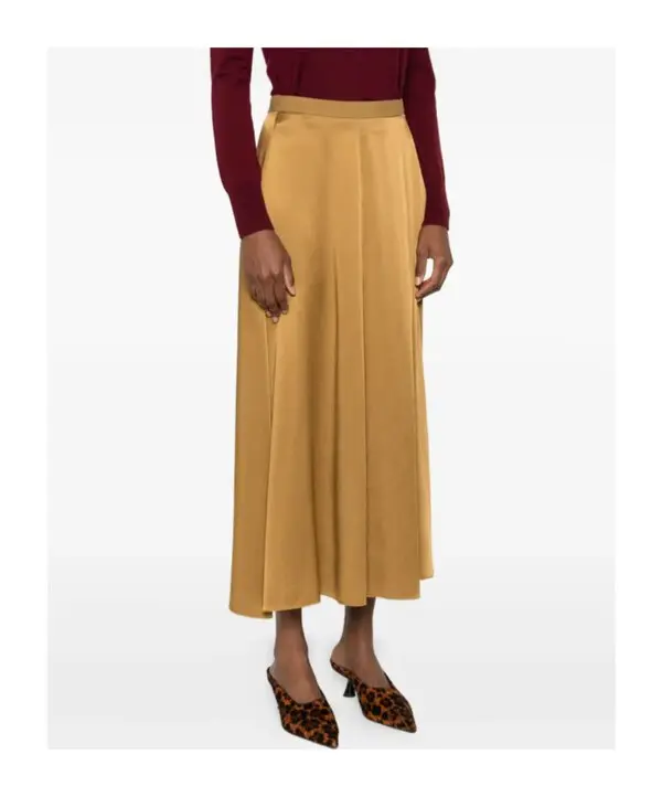 FORTE_FORTE Pleated A-line Skirt - Mustard