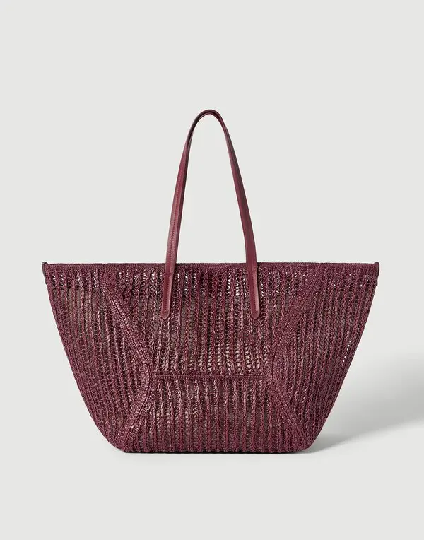 Brunello Cucinelli Techno Raffia Knit Tote Bag With Monili