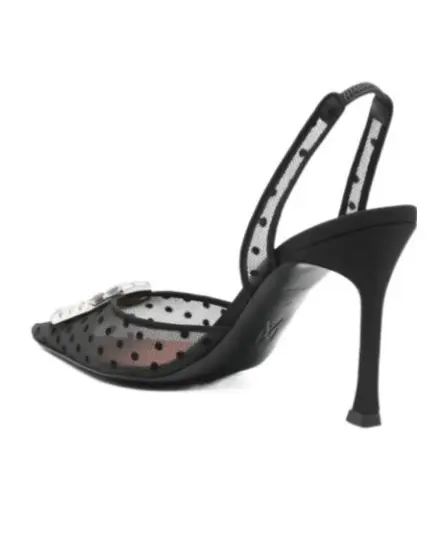 Amina Muaddi Polka Dot Slingback High Heels - Black