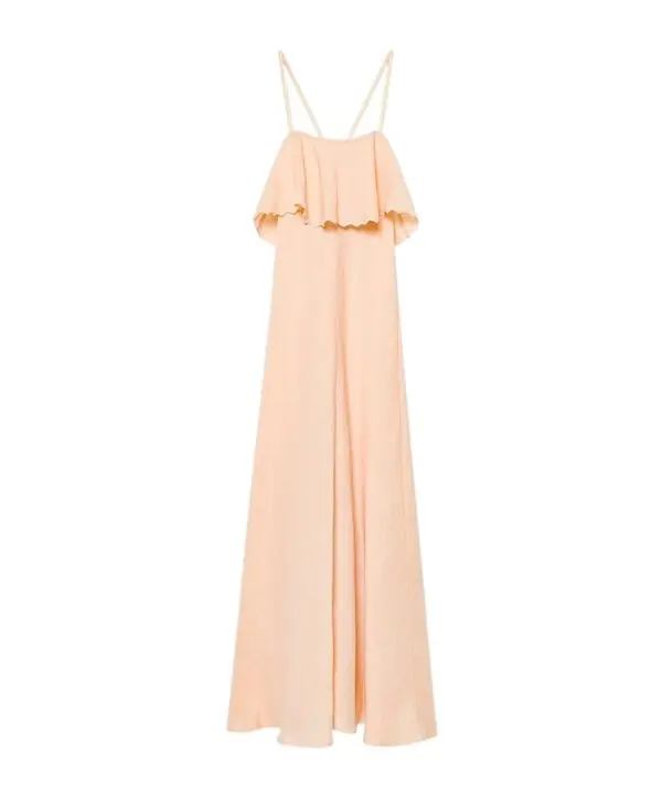 FORTE_FORTE Ruffled Spaghetti Strap Maxi Dress - Nude