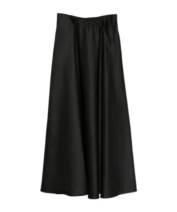 FORTE_FORTE Satin A-line Maxi Skirt - Black