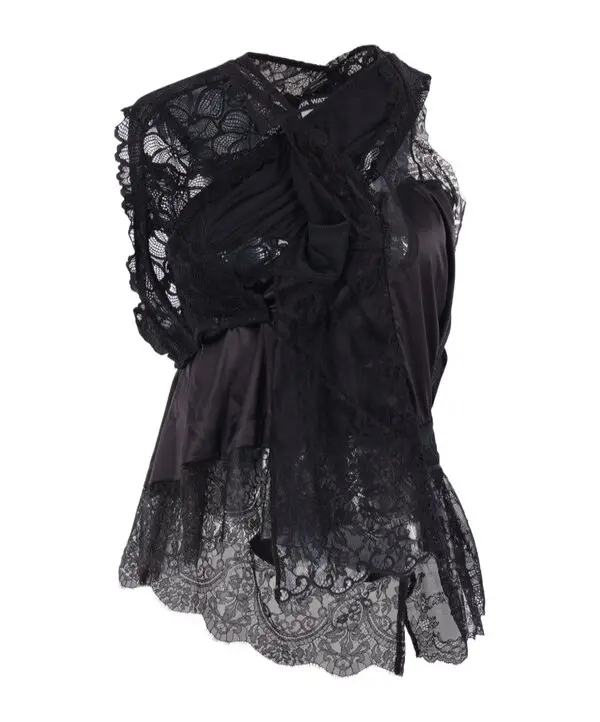 Junya Watanabe X Peach John Lace V-neck Blouse - Black