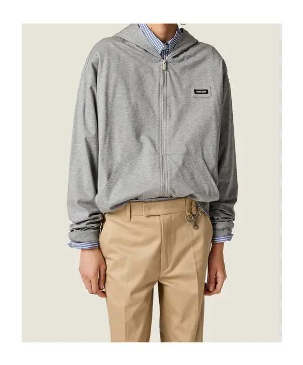 Miu Miu Logo Zip-up Hoodie