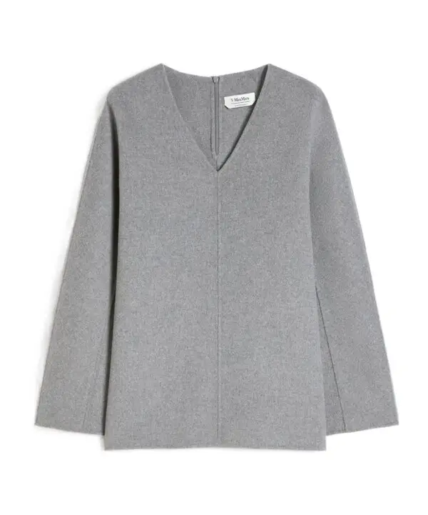 Max Mara Long-sleeved V-neck Blouse - Medium Grey