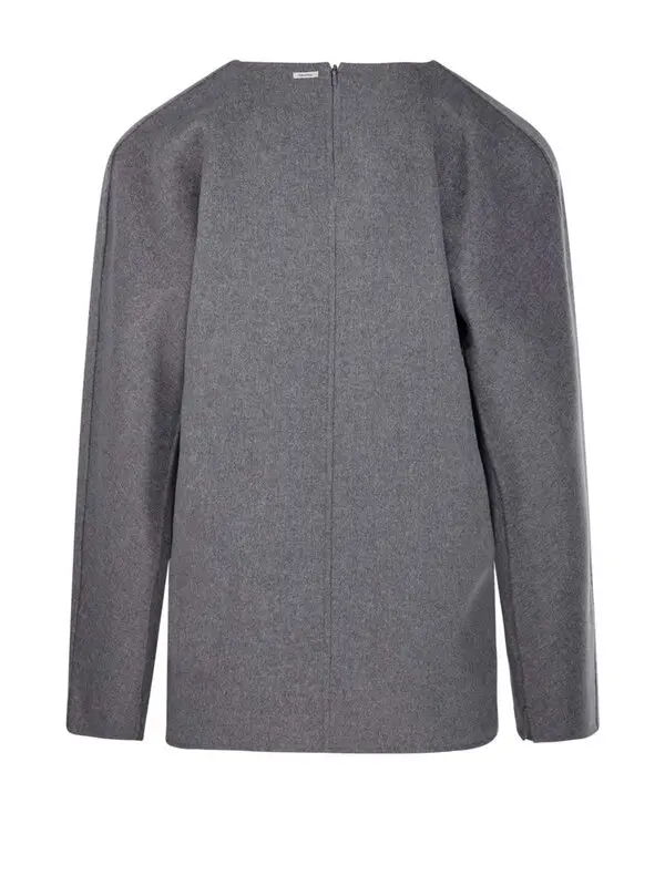 Max Mara Long-sleeved V-neck Blouse - Medium Grey