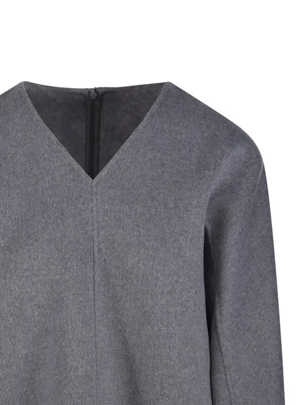 Max Mara Long-sleeved V-neck Blouse - Medium Grey
