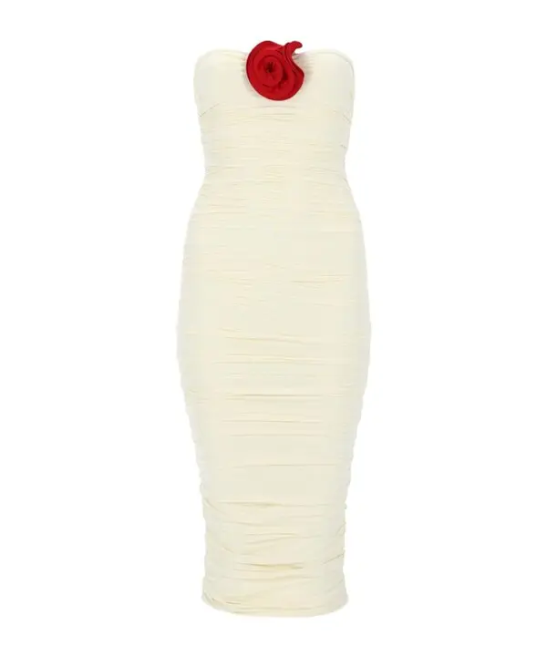 LA REVECHE Mireya Strapless Ruched Dress - Ivoryred