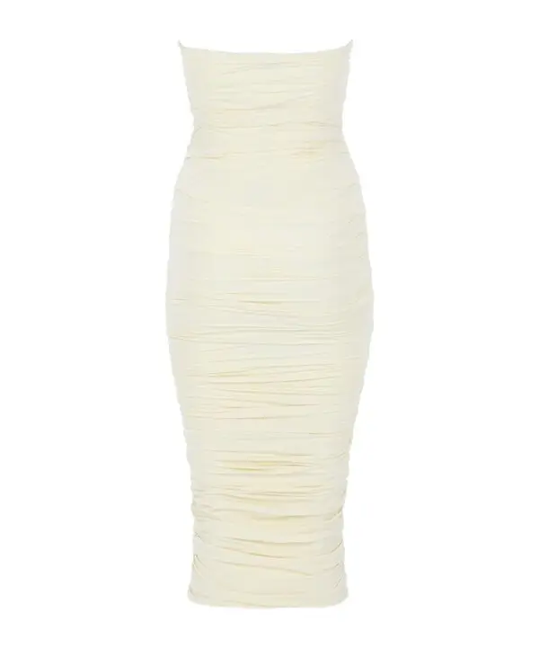 LA REVECHE Mireya Strapless Ruched Dress - Ivoryred