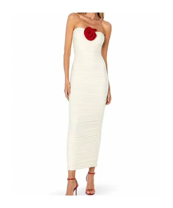 LA REVECHE Mireya Strapless Ruched Dress - Ivoryred