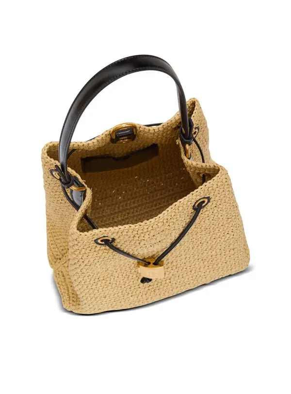 Balmain Pulse Drawstring Backpack In Raffia